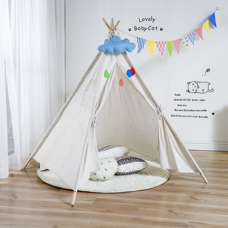 1.35m Kids Tent Baby Portable Canva Tipi Indian Kid Tent Little Play ...