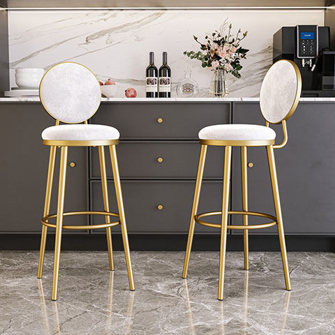 Bar Stool Counter Barstool with Backrest, Upholstered Velvet Barstool ...