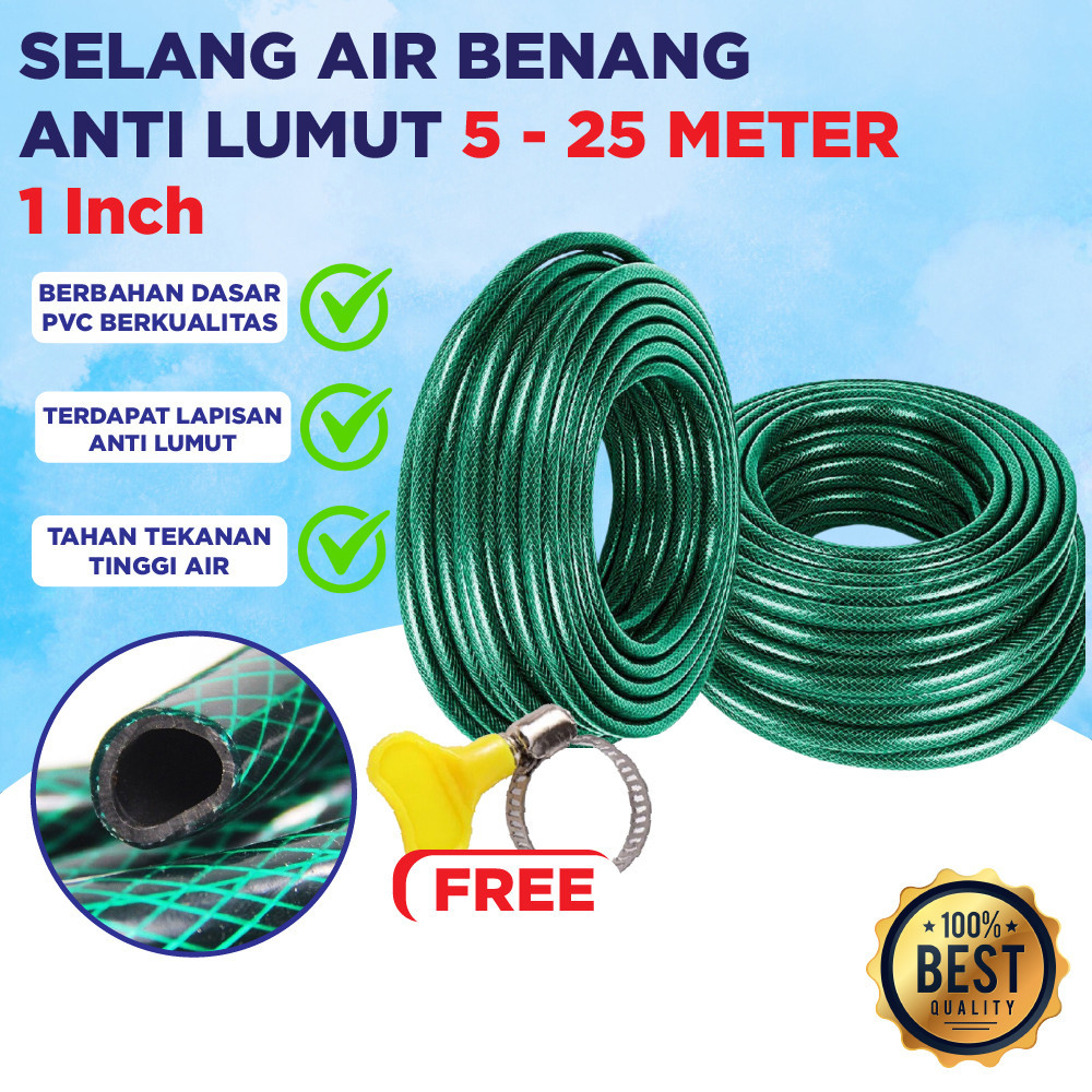 HIJAU Green Fiber Yarn Hose/Multipurpose Thick Water Hose/1 Inch Anti ...