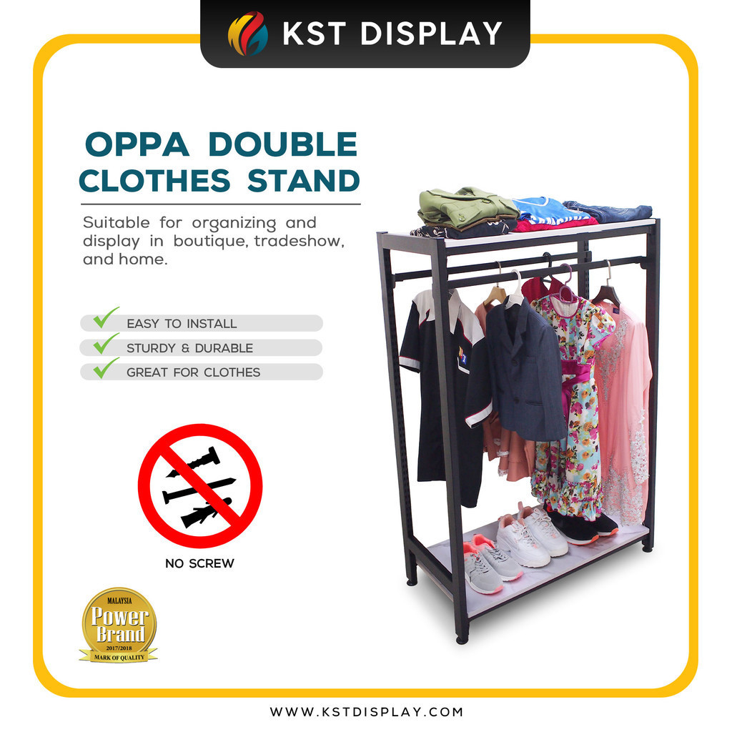 (READY STOCK) HIGH QUALITY Heavy Duty 3’ Oppa Double Clothes Stand ...