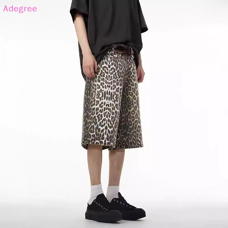 Adegree Y2k Vintage Leopard Print Jorts Baggy Denim Shorts Wide Leg ...