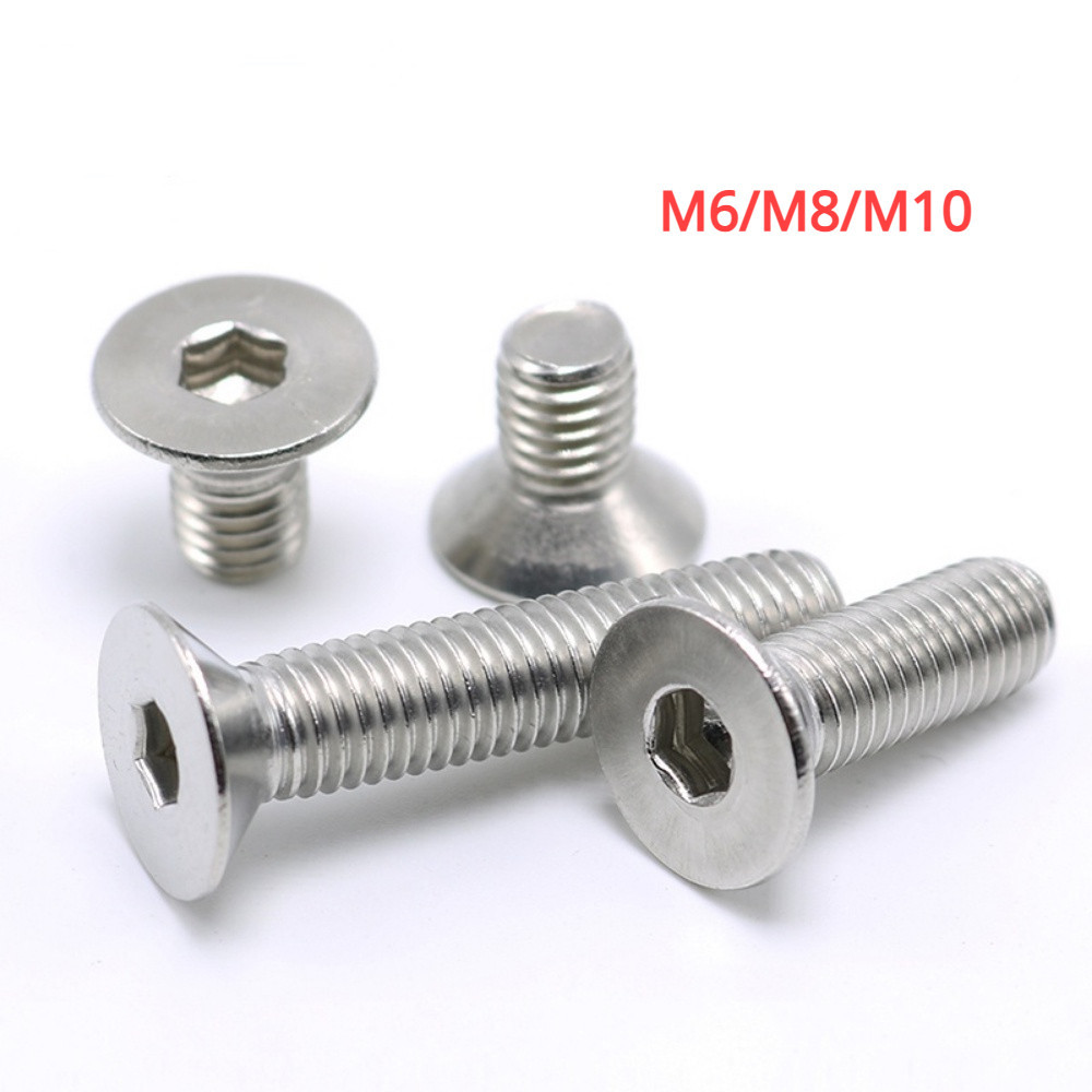 [YMH] Sus316 Stainless Steel Countersunk Head Hexagon Socket Screw Flat Head Bolt M6/M8/M10 ...