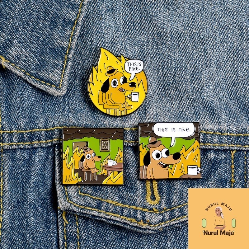 XHminisubJoinPin "This Is Fine" Dog Meme Pins Funny Animal Comics ...