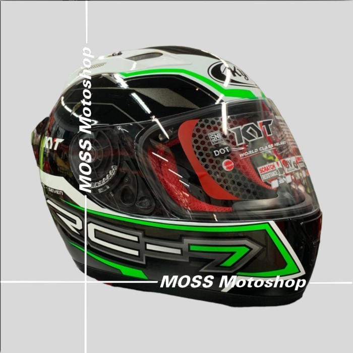 Helmet Full Face KYT RC7/RC7 14 BLACK WHITE GREEN FLUO Original ...