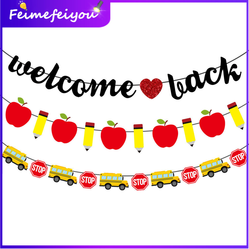 [Ready Stock] Welcome Back School Bus Apple Pencil Flag Welcom Back ...