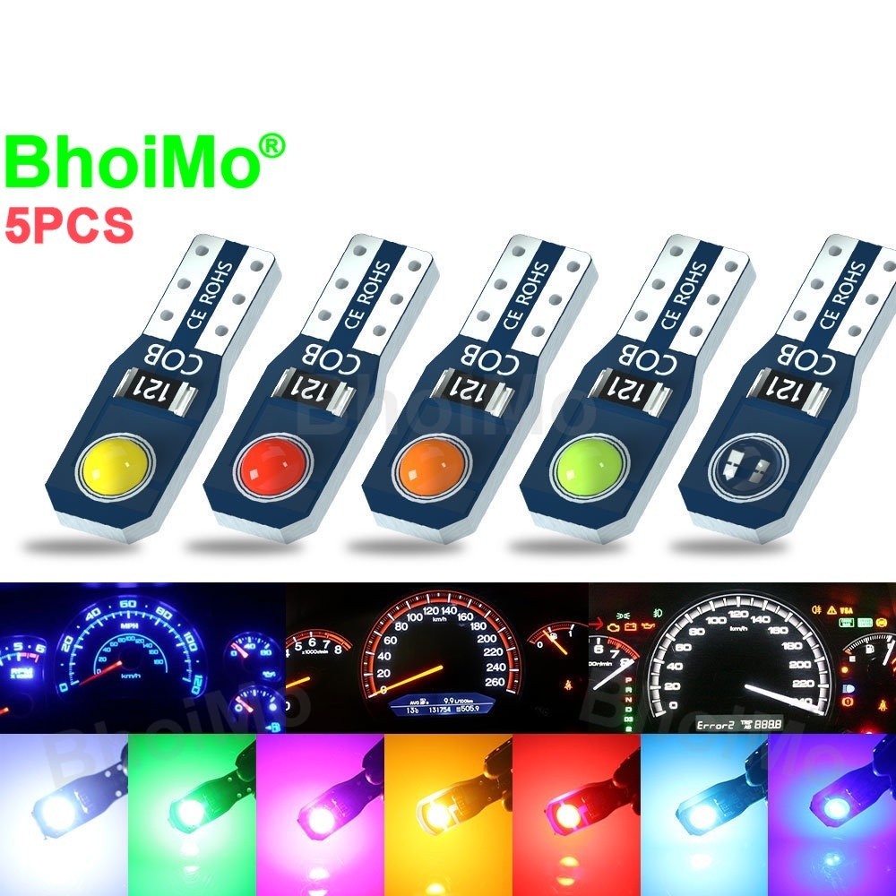 BhoiMo 5PCS COB led T5 W3W Car dashboard Interior indicator Neo Wedge light 17 73 74 27 Dash ...