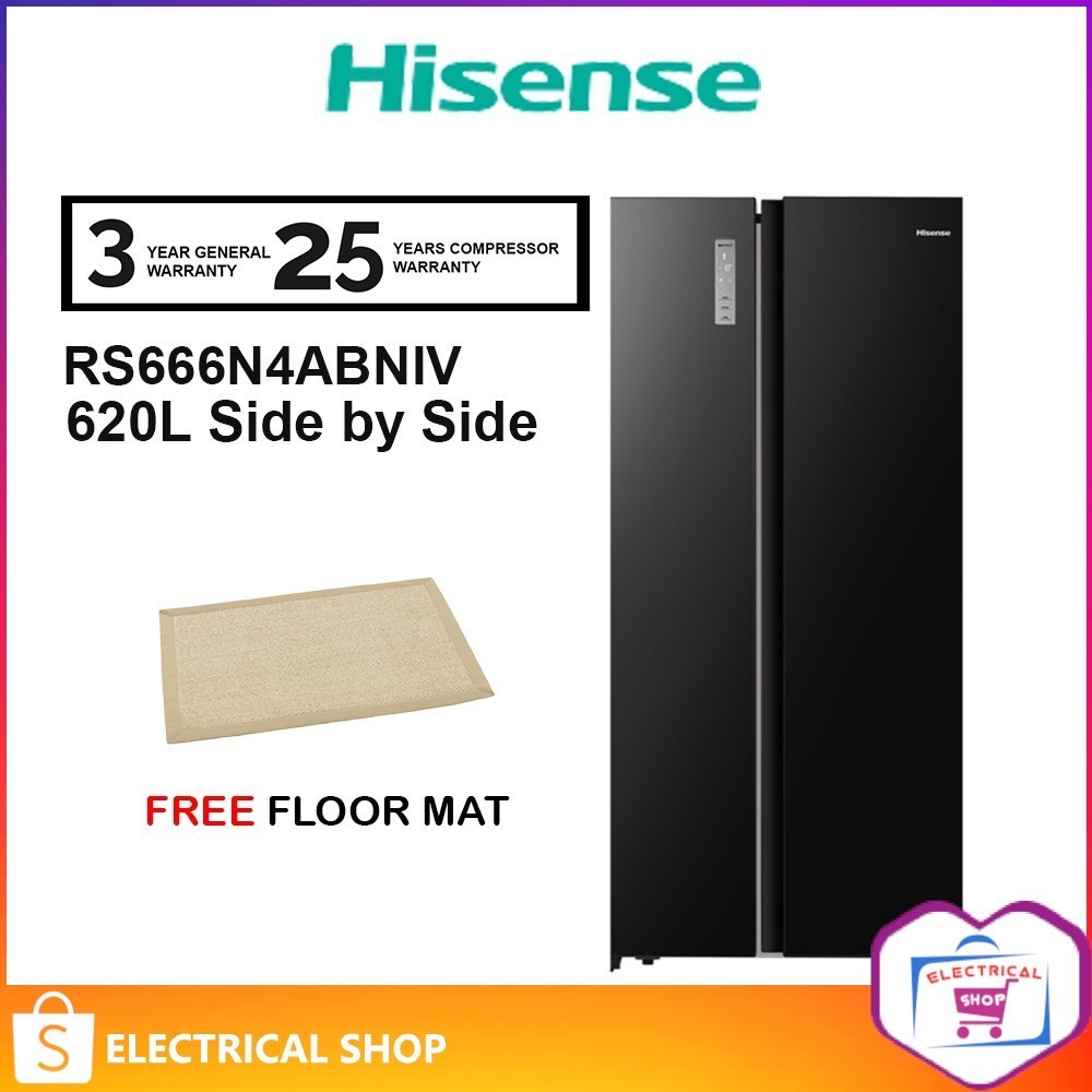 Hisense 620L Side by Side Fridge RS666N4ABNIV Inverter Refrigerator ...