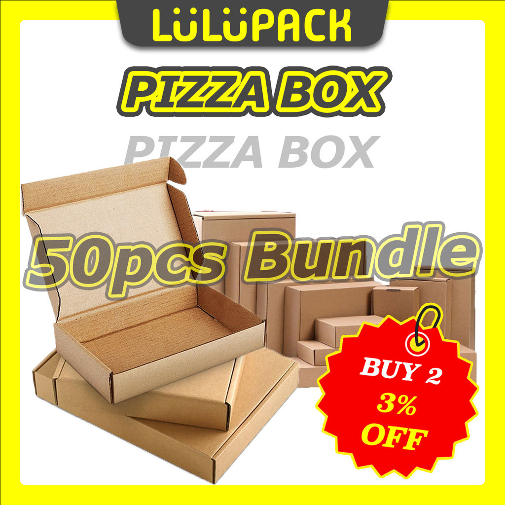 LULUPACK 50pcs Pizza Box Kotak Pizza Plain Craft Box Airplane Box ...