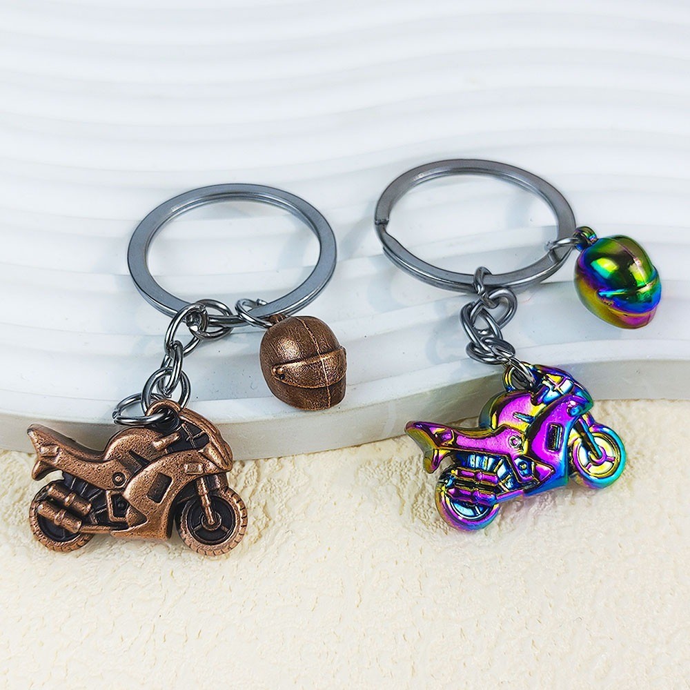 Vintage Metal Motorcycles Safety Helmet Keychain Creative Motorbike ...