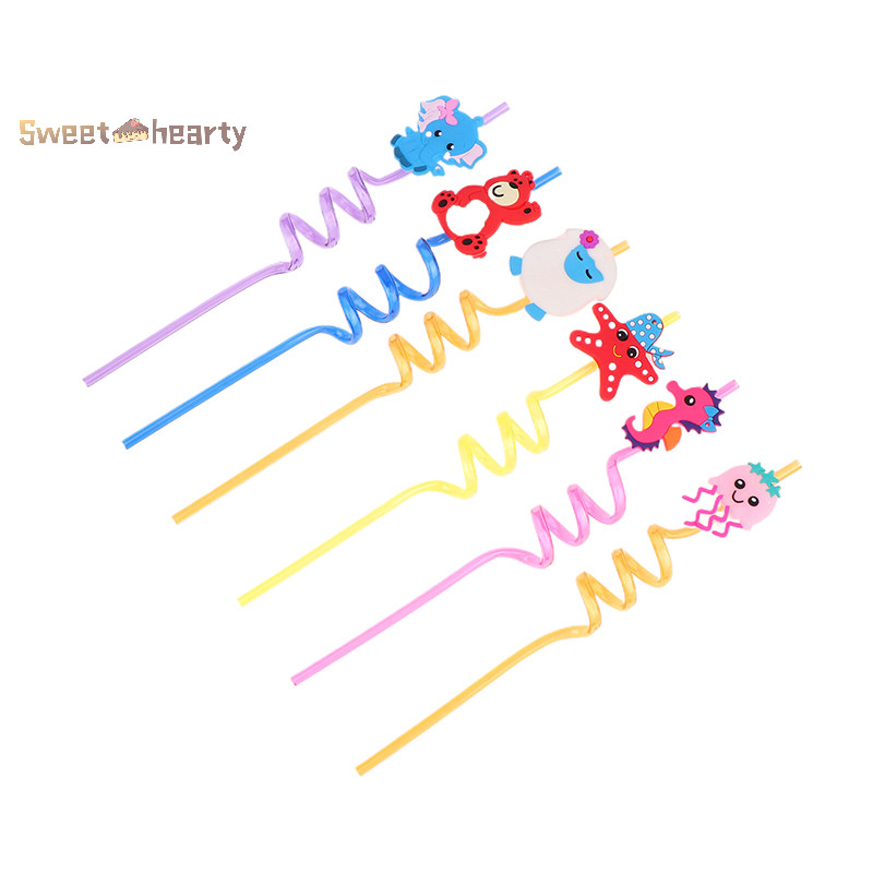 [Sweethearty] 6Pcs Animal Ocean Shaped Plastic Straws Party Gifts ...