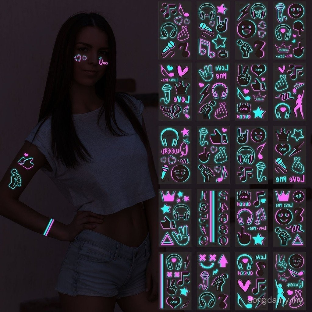 New Style Ready Stock Two-Color Luminous Tattoo Stickers Bar Nightclub ...
