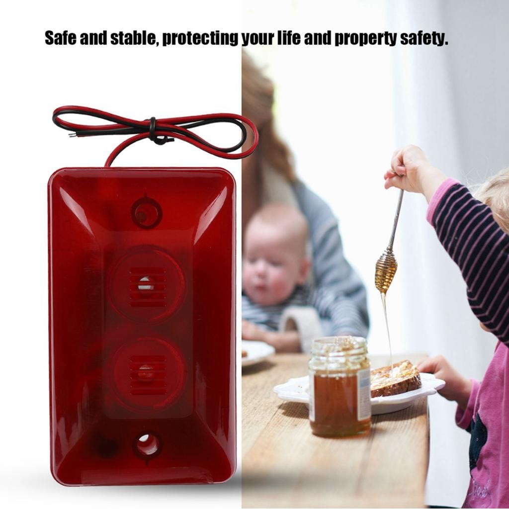 Cloudshop 12V 15W Wired Strobe Siren Alarm System Sound Flashing Red ...