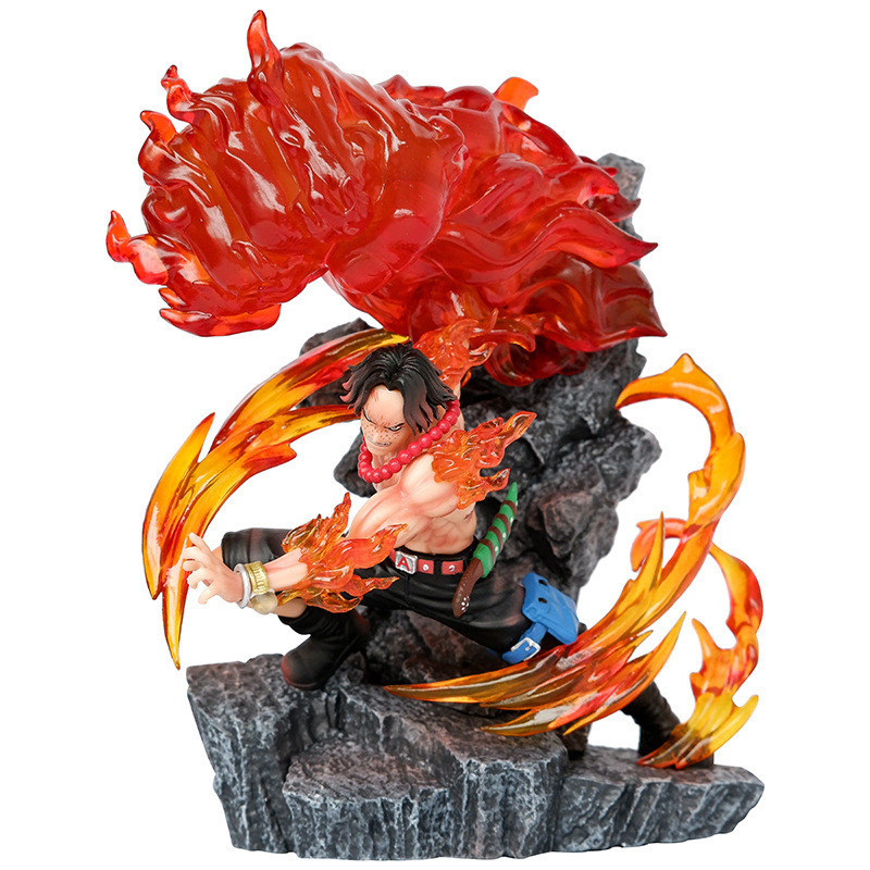 One Piece Anime Figure Fire Fist Ace Scene Fist Ace Statue | Shopee ...