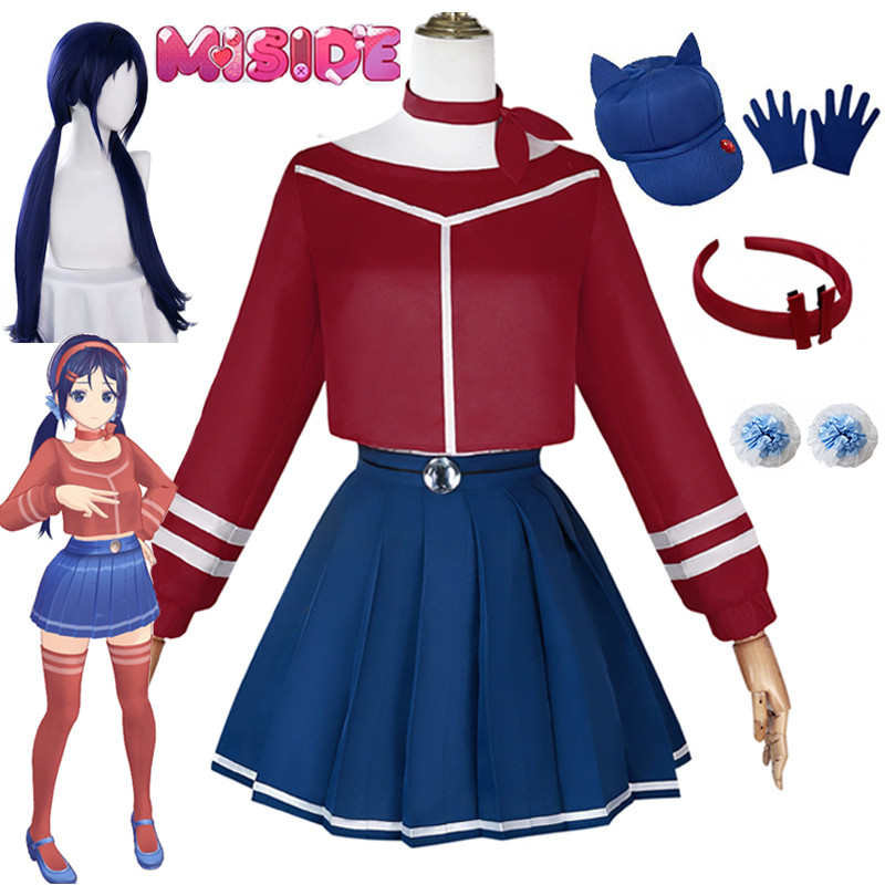 Game MiSide Crazy Mita Cosplay Costume Full Set Wig Role Play Primary ...