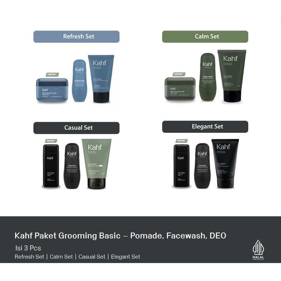 ️AHA ️ Kahf Basic Grooming Package contains 3 - Pomade, Facewash, Deo ...