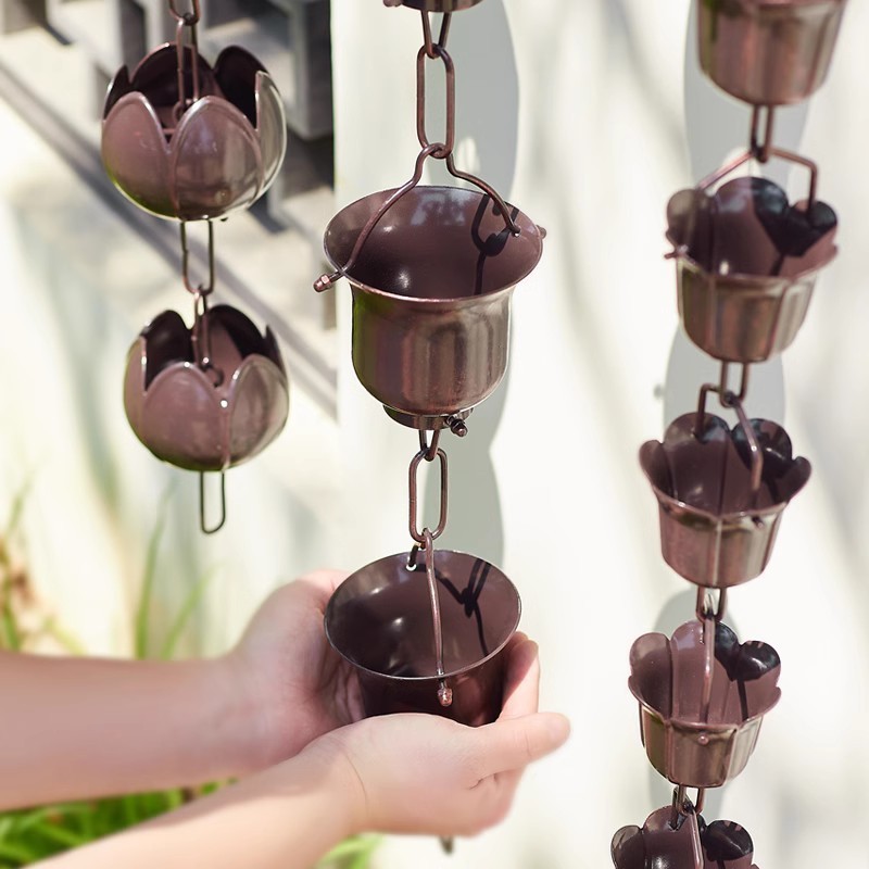 Metal Rain Chain Morning Glory Rain Chain Temple B&B Courtyard Rain ...