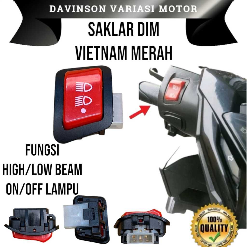 TOMBOL MERAH Vietnam red button switch Universal 3 Pin Beat Vario ...