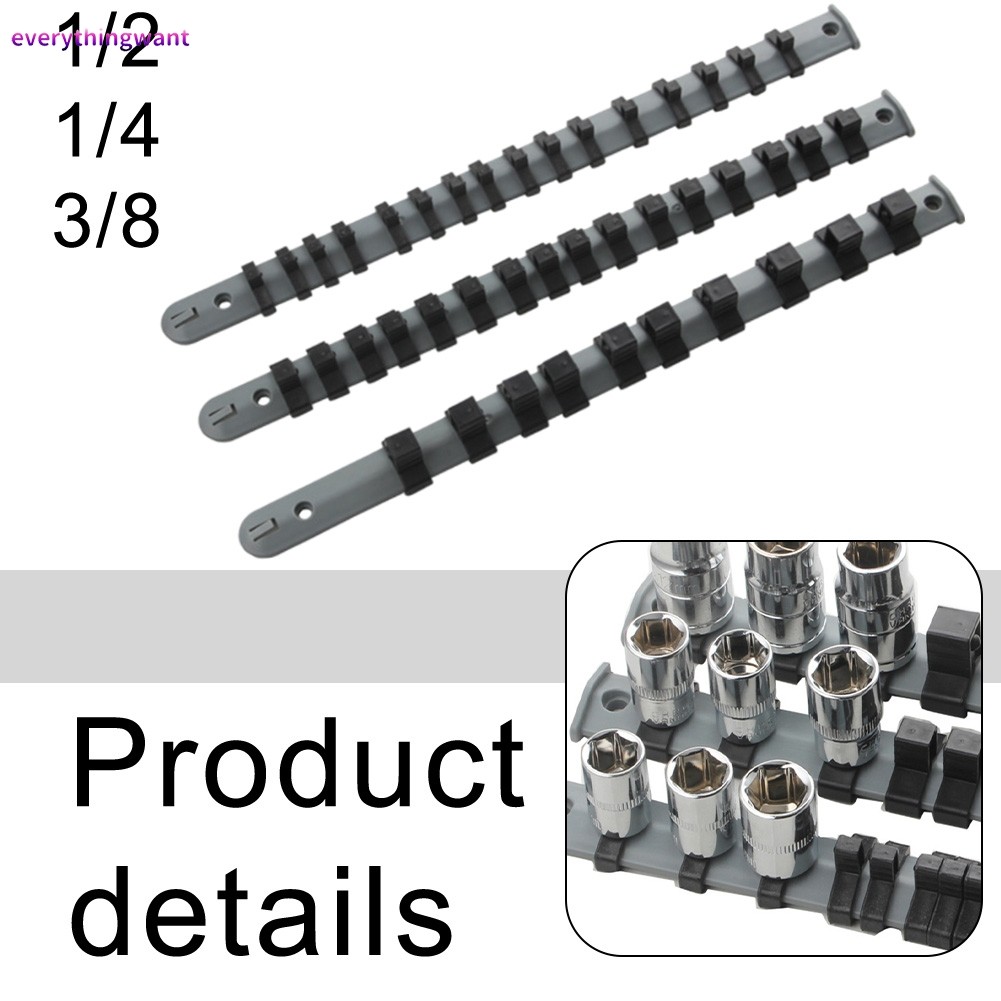 3pcs Socket Storage Rack Socket Organizer Tray 350mm Socket Rail 1/4 3/ ...