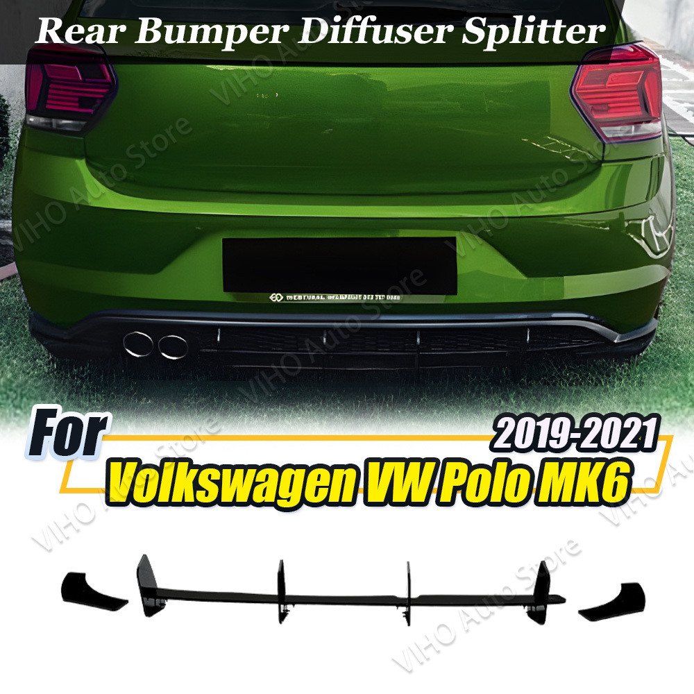For Volkswage POLO MK6 GTI 2018 2019 2020 2021 4 Fins Car Rear Bumper ...