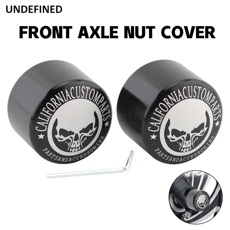 Motorcycle Skull Front Axle Nut Cover Caps Compatible with Harley ...