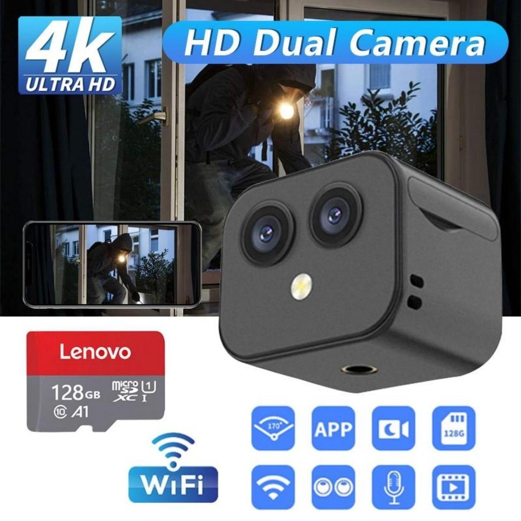 Wireless Mini Camera 4K HD Dual Camera Night Vision Aerial Dash Cam Two ...