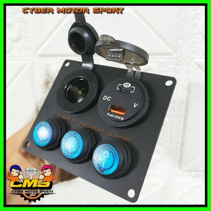 TOMBOL Car Interior dashboard panel 3 switches Dc outlet volt meter usb ...