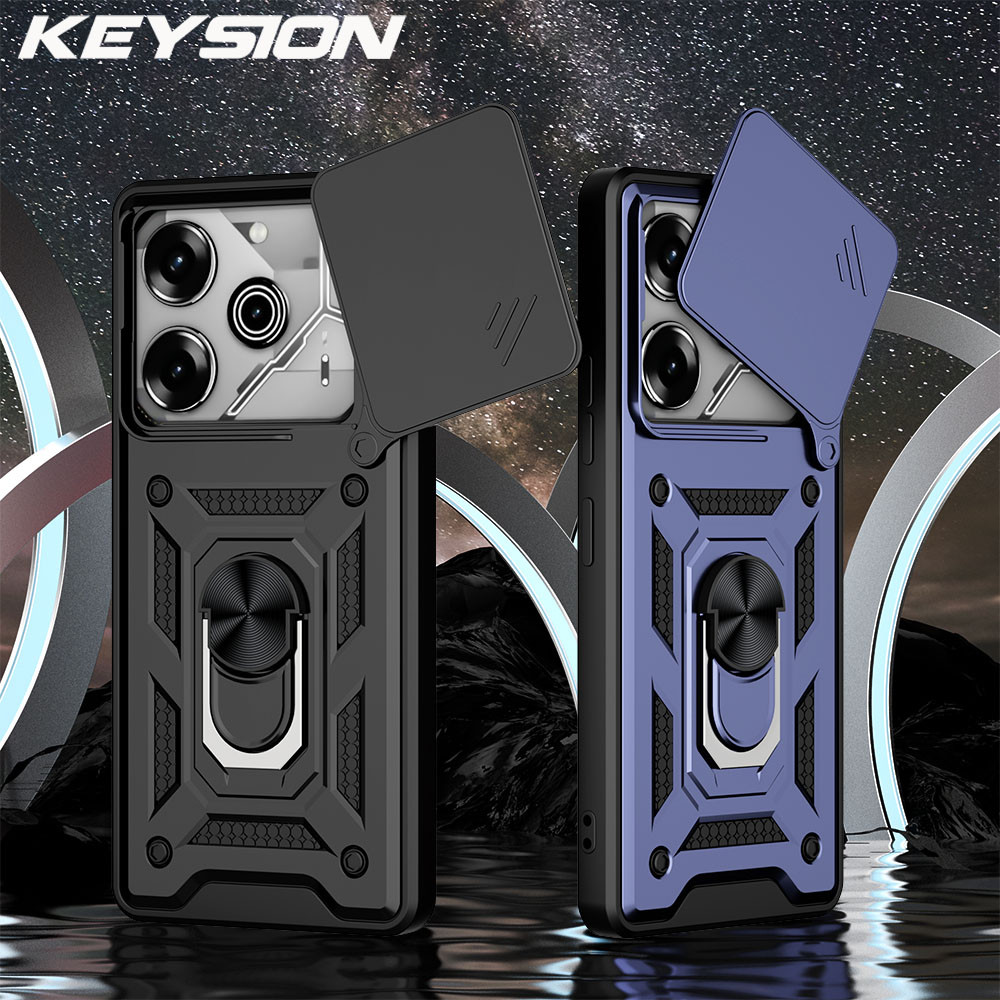 KEYSION Shockproof Armor Case for TECNO Pova 6 Pro 5G Slide Camera Lens ...