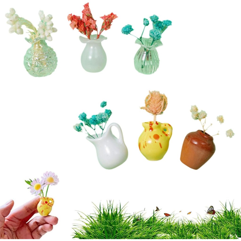 Magnet Pasu Seramik Mini DIY untuk Peti Sejuk (6/8/9 Keping), Pasu ...