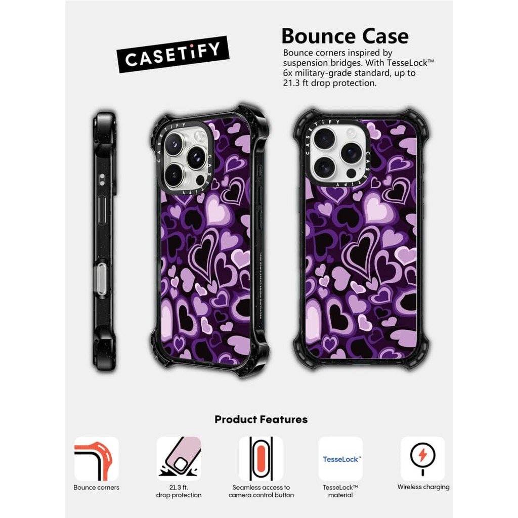 CASETiFY X Purple heart Case Bounce Case Magnetic suction Hard Acrylic ...