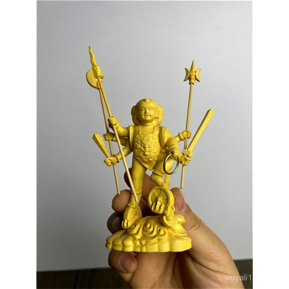 Nezha zaman budak ukiran kayu poplar, tiga putera, mezbah tengah, angin ...