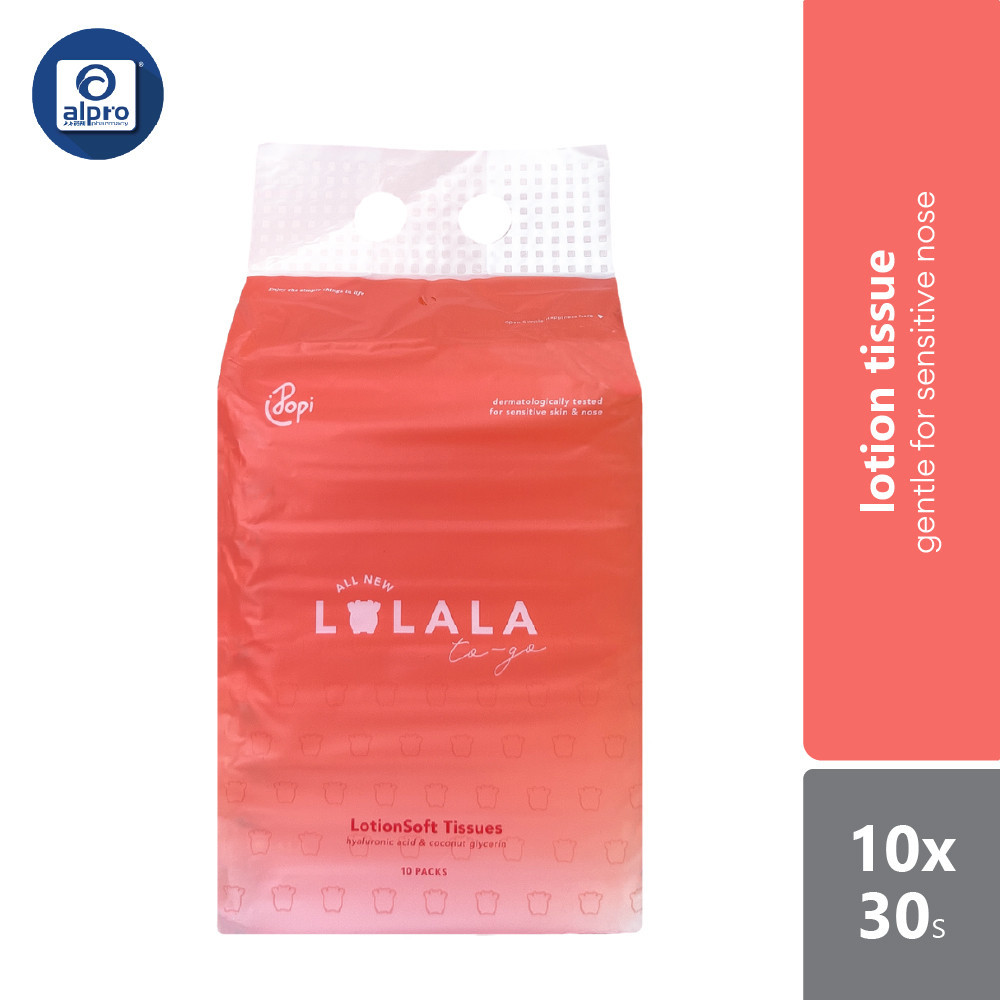 Popi LaLaLa To-Go 4 Ply Lotion Tissues 30 Pulls x 10 Packs | Gentle For ...