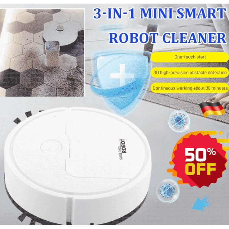 【MY Stock】[Fully Automatic/Powerful Cleaning] 3-In-1 Mini Smart Robot ...