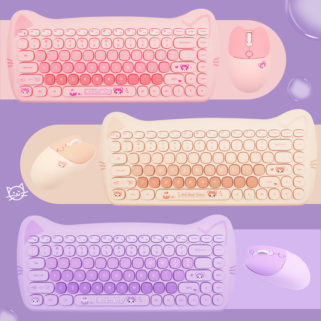 2024 New Arrival！Meow Meow-Max Milk tea color Purple Wireless Keyboard ...