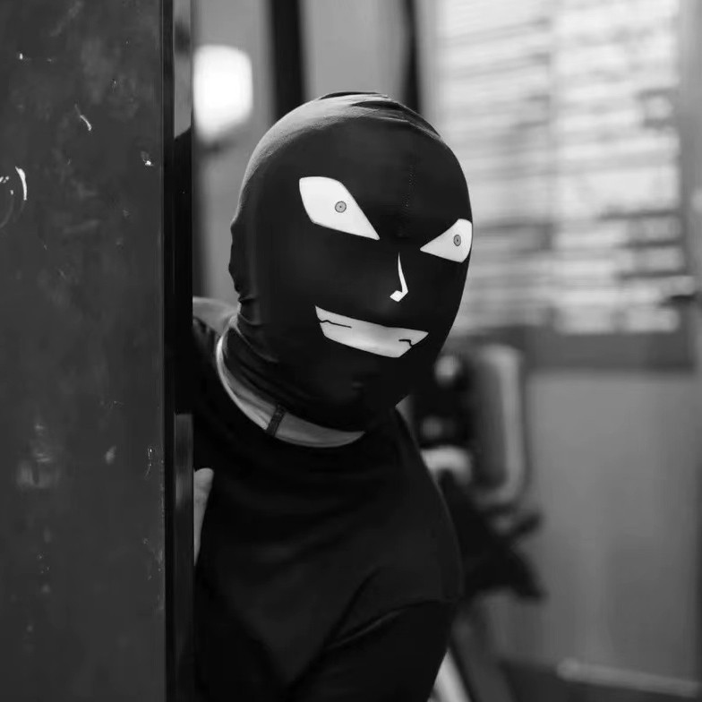 Detective Conan Cosplay Mask Black Shadow Man Headgear Surprised Smile ...