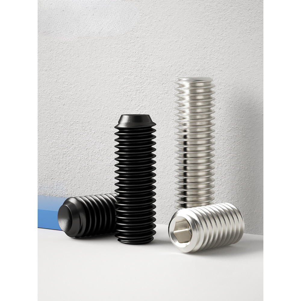 12.9 Grade Concave End Fixing Screw Headless Stop Screw M4/M5/M6 Black ...