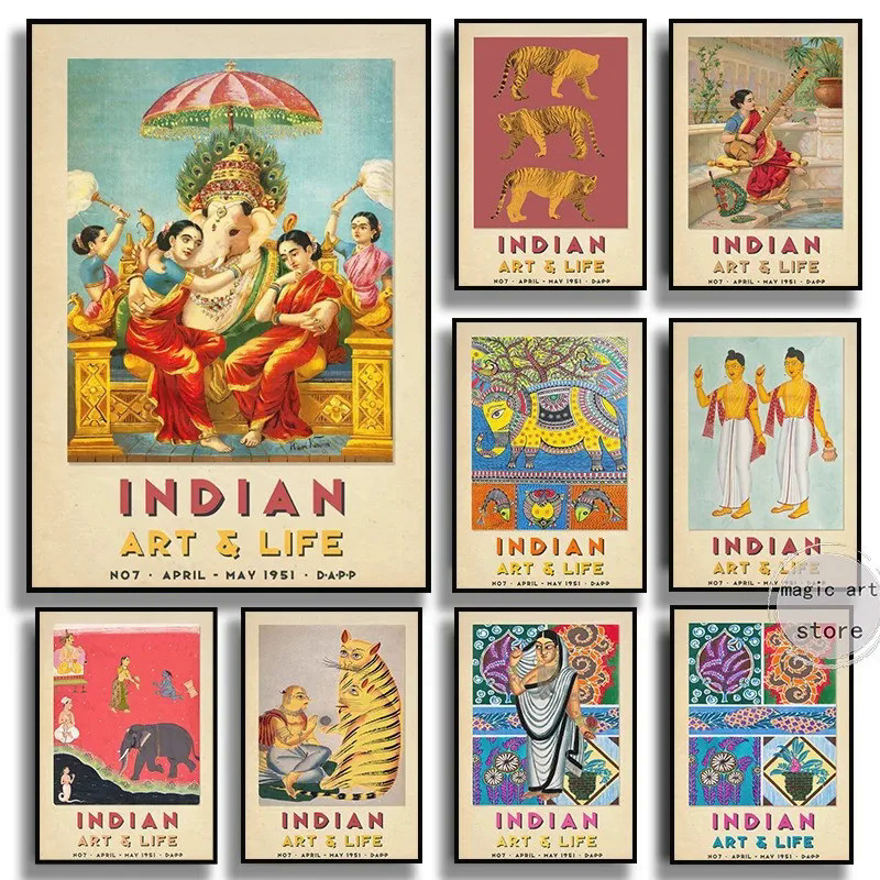 Indian Traditional Culture Sign Art Canvas Poster Ancient People's Life ...