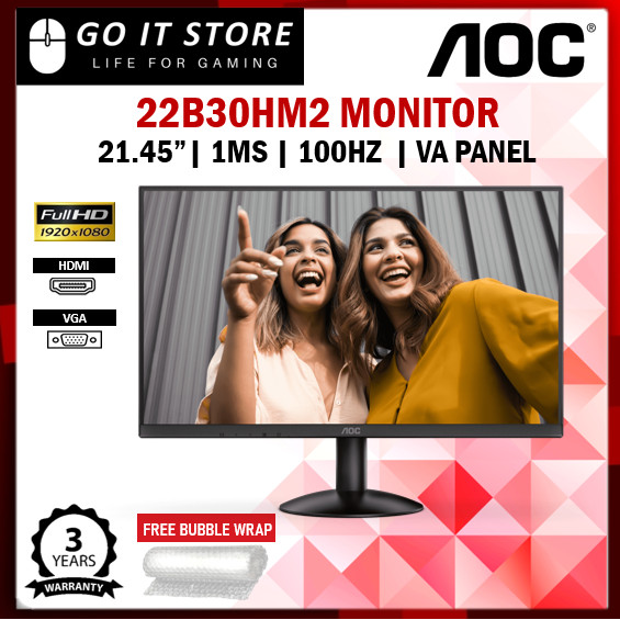AOC Monitor 21.45" 22B30HM2 VA Adaptive Sync FHD 100Hz 1ms Eye Care 3 ...