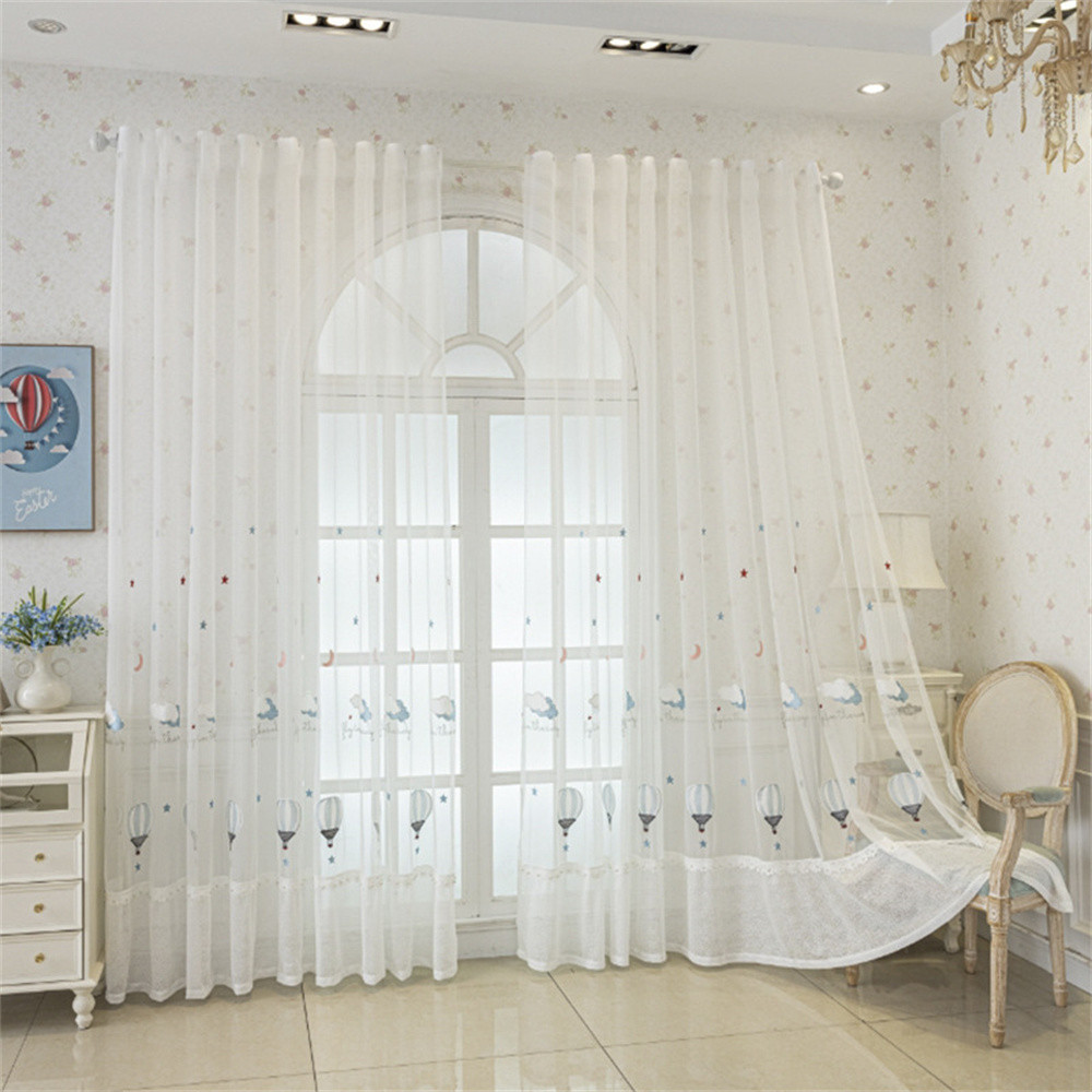 Cartoon Balloon Embroidery Sheer Curtain For Living Room Kids Bedroom ...