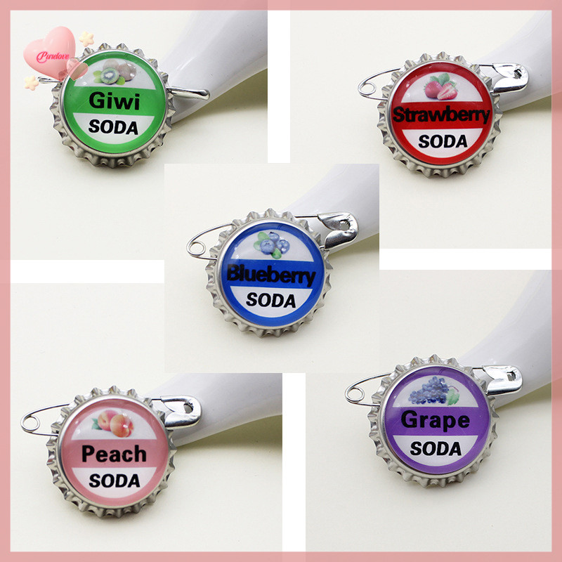 Purelove> Fashion Juice Soda Bottle Cap Pins Brooches Fruit Grape Peach ...