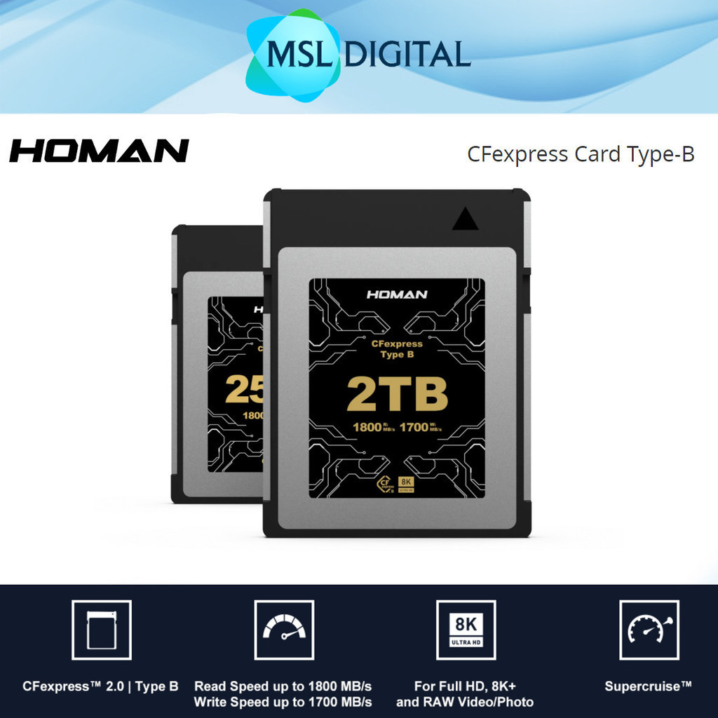 Homan CFexpress Card Type-B | Max 1800 MB/s | 8K RAW | Adaptive Thermal Control | Shopee Malaysia