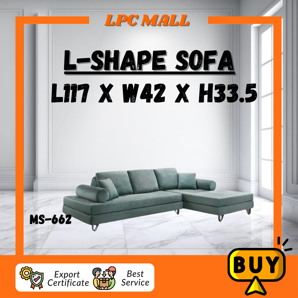MS-662 L-Shape /3 SEATER SOFA /SOFA RUANG TAMU/ FABRIC SOFA | Shopee ...