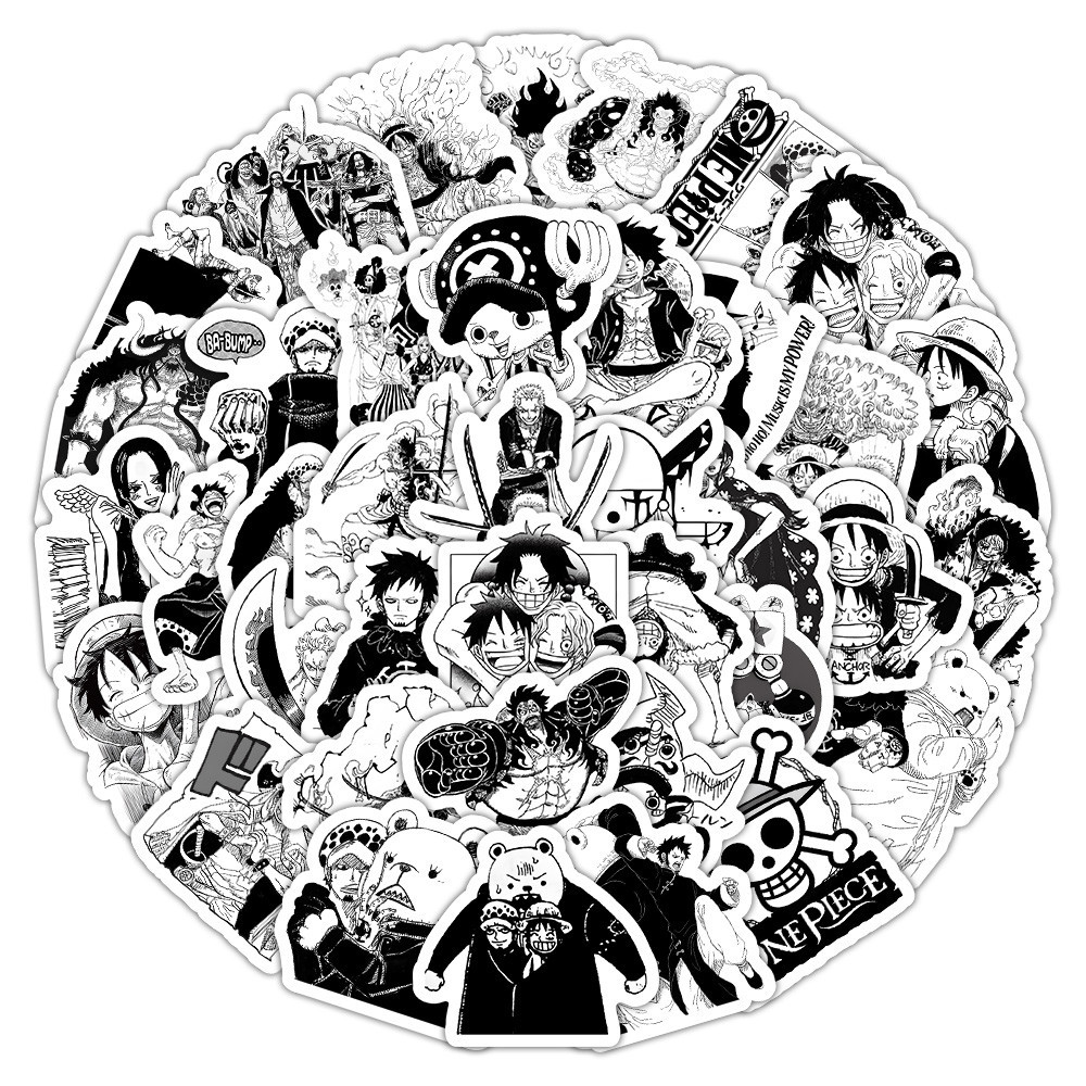102PCS Black and White Anime ONEPIECE Monkey D. Luffy Waterproof ...