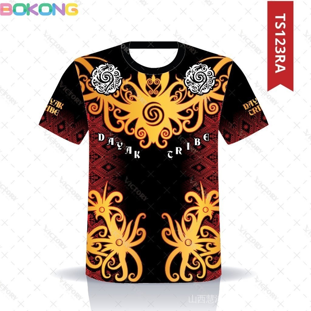 Baju Gawai VICTORY DAYAK TRIBE 123R Round Neck Fabric Pattern Men's T ...