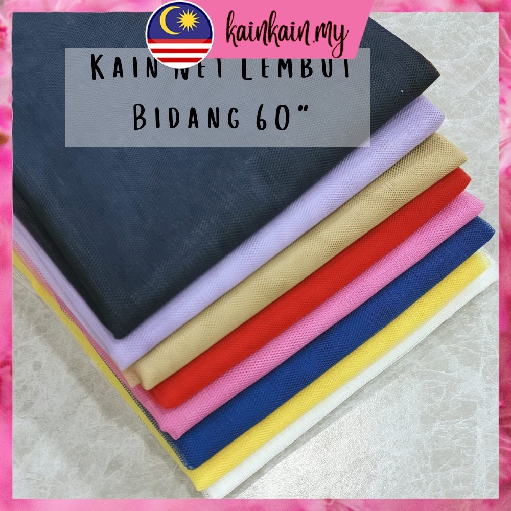 🌸 Kain Net Lembut Soft Net Mesh Fabric Bidang 60" For Gift Wrapping ...