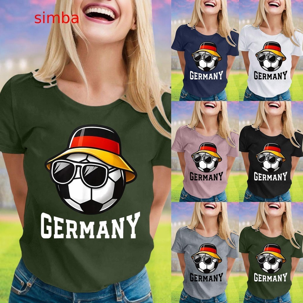 【Simba】 Women's Short Sleeve T Shirt Casual Cartoon Prints Sport Beach ...