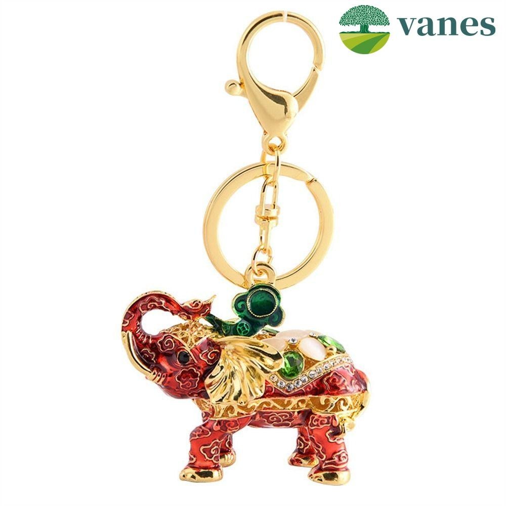 VANES Elephant Keyrings, Rhinestone Alloy Decor Elephant Keychain ...
