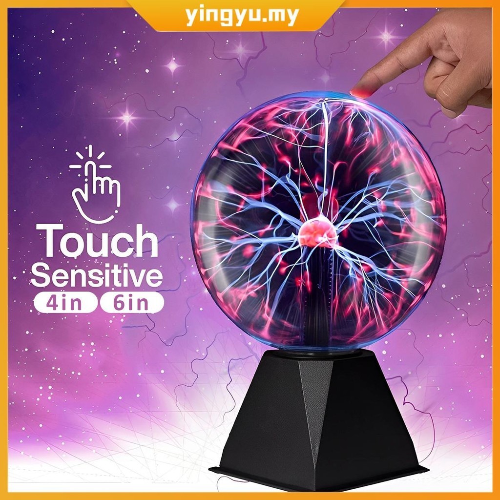 Plasma Ball Light 4/6inch Glass Plasma Ball Lamp Voice Control ...