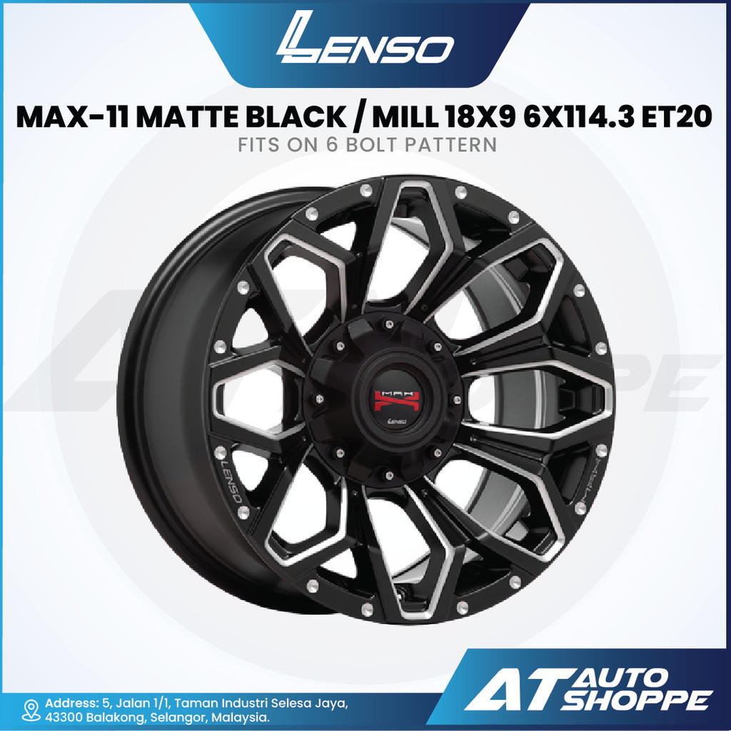 Lenso Max-11 - Matte Black / Mill 18x9 ET20 6x114.3 (1 Piece) | Shopee ...
