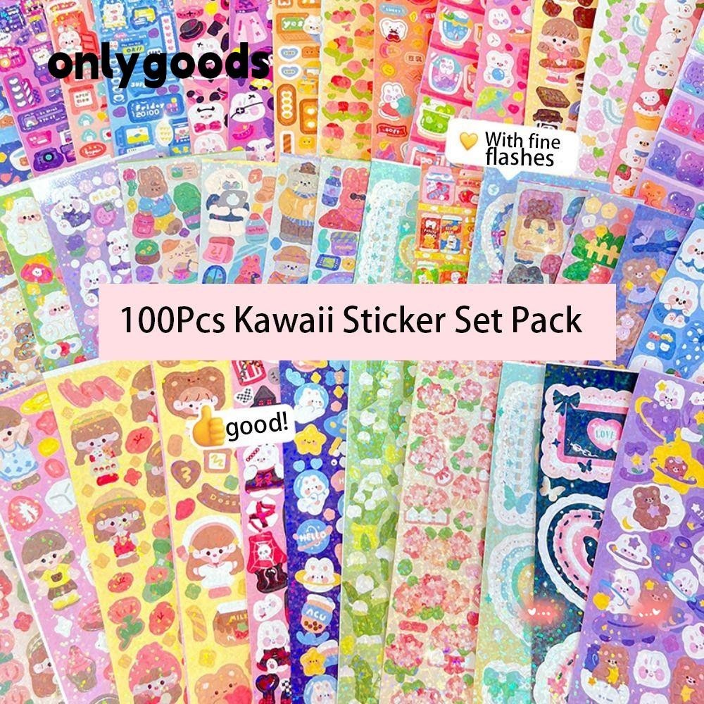 ONLYY 100Pcs Sticker Set Pack, Kawaii Kpop Laser Cute Stickers, Cartoon ...