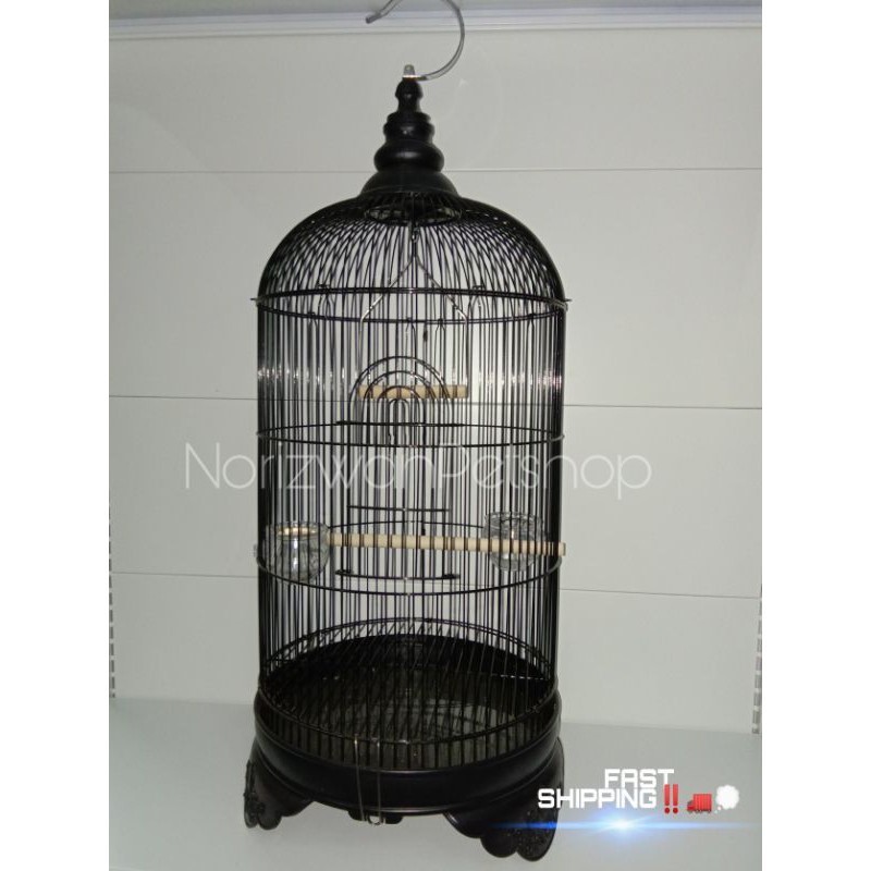 (HARGA 1PC)13"x35"H Sangkar besi bulat/sangkar burung lovebird/black ...